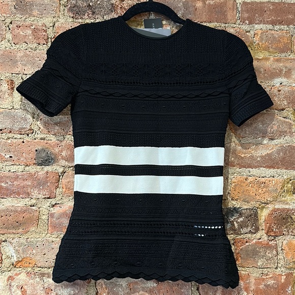Alexander McQueen | Tops | Alexander Mcqueen Lace Stripe Knit Top ...